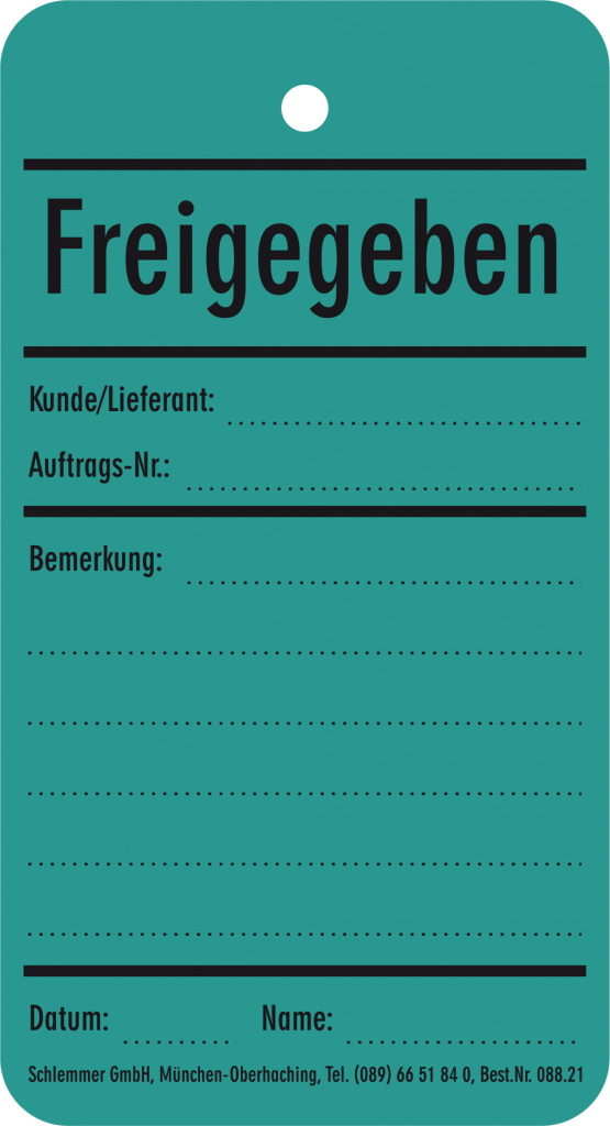 088-21 Kollianhänger Freigegeben - schilder.de